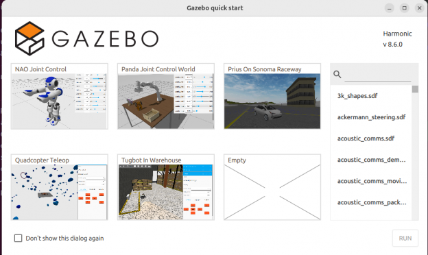 Gazebo Harmonicのインストールと動作確認 | ロボットシステムデザイン研究室